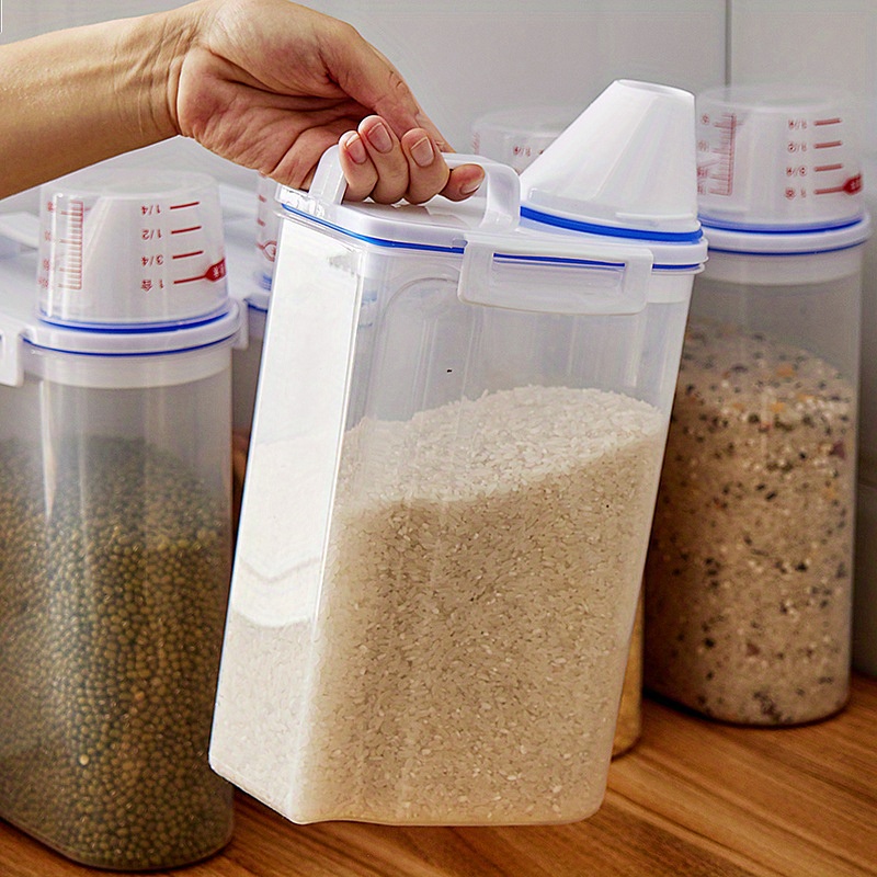Rice Bucket Measuring Cup Portable Transparent Cereal - Temu
