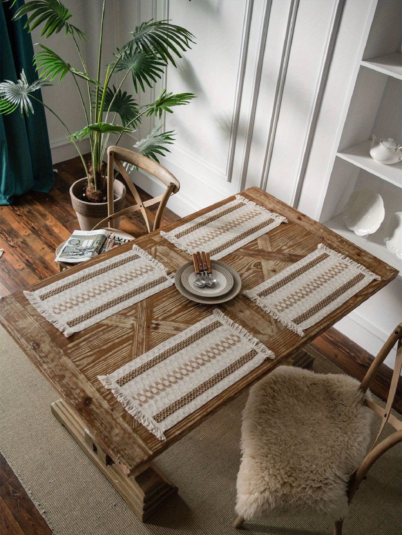 Boho Geometric Macrame Table Runners Farmhouse Burlap Table - Temu