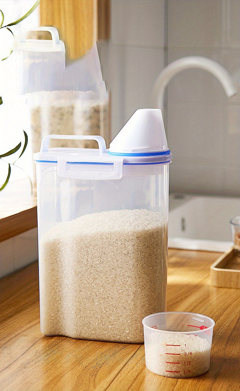 Rice Bucket Measuring Cup Portable Transparent Cereal - Temu