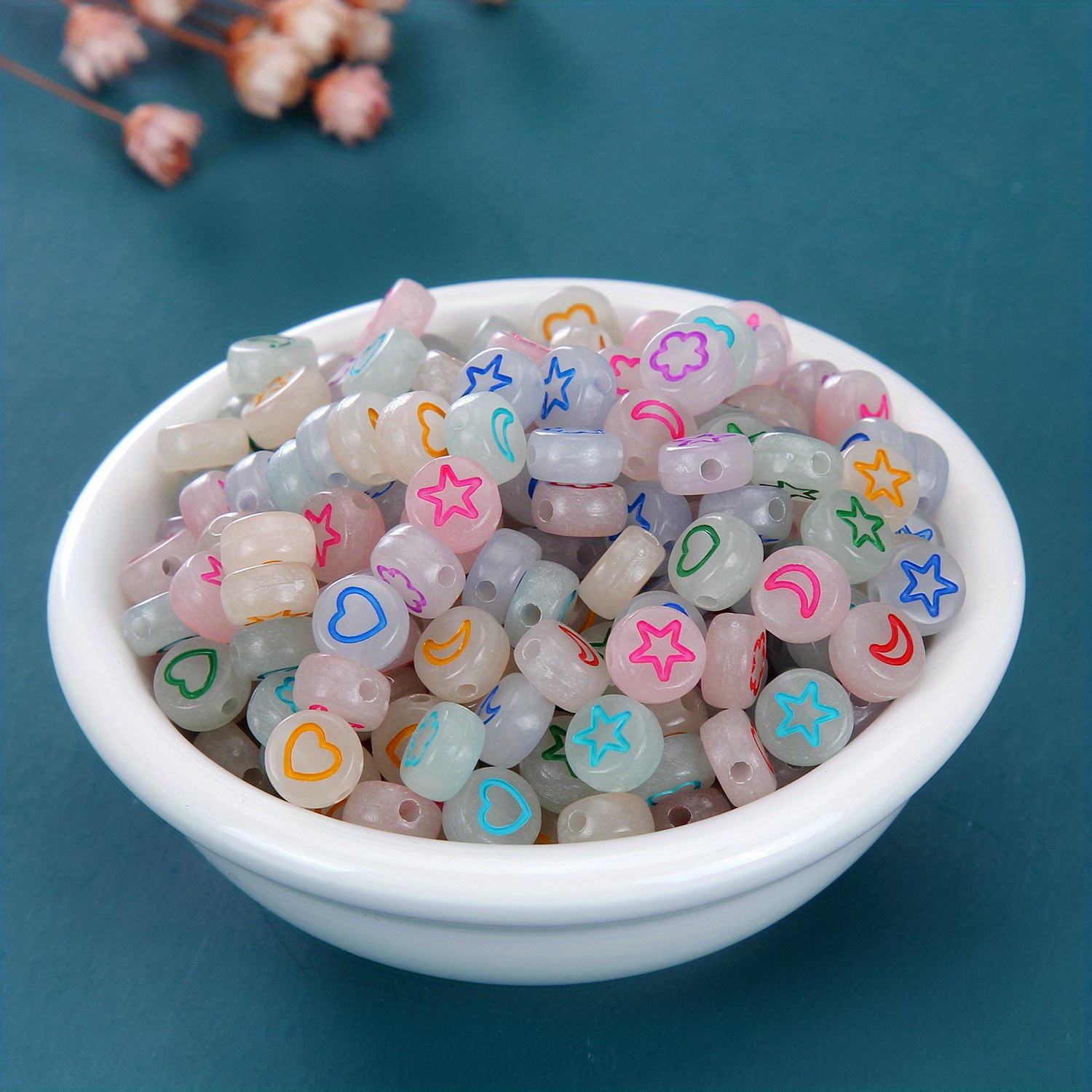 acrylic starry sky luminous beads flat moon loose - Temu Norway