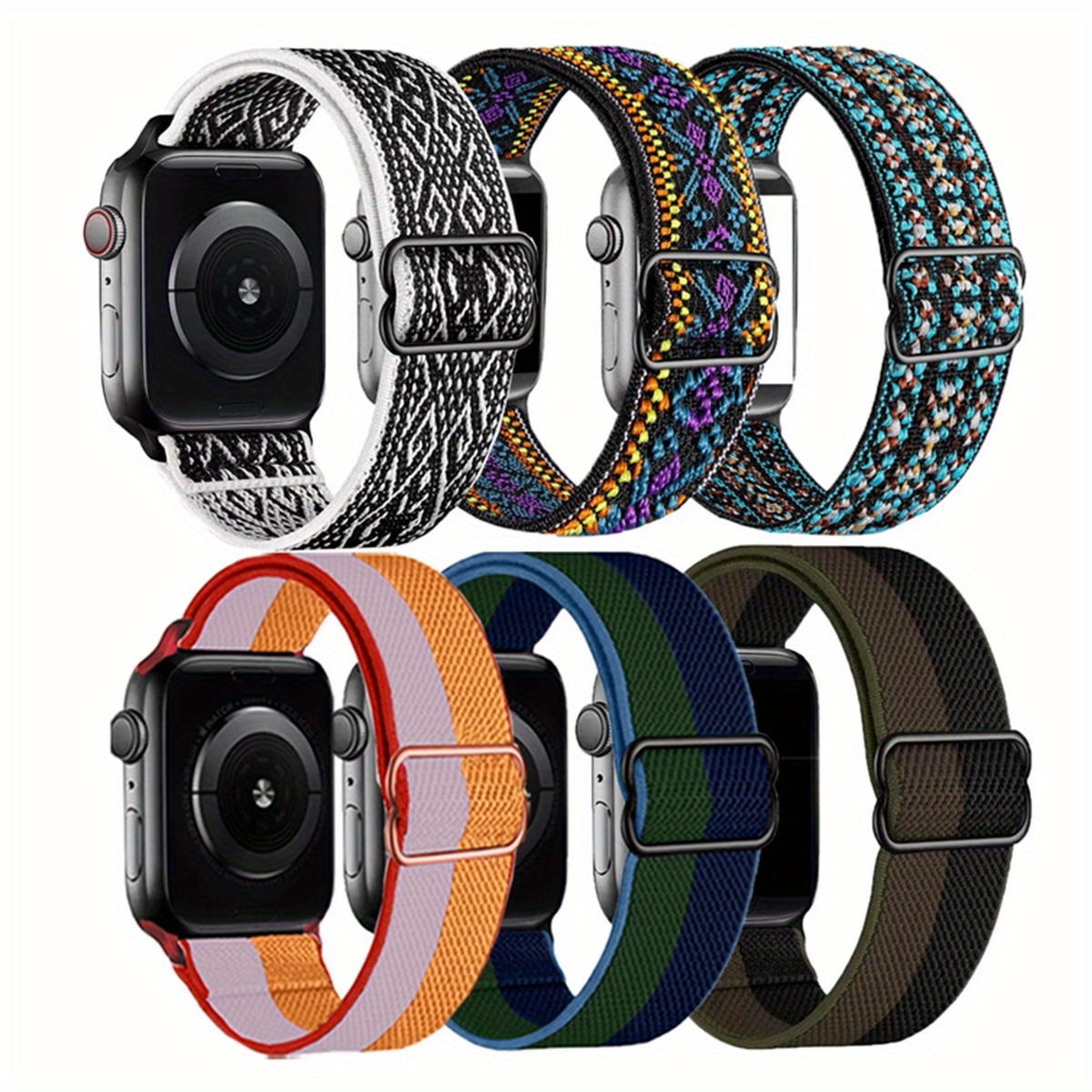 6 팩 웨이브 패턴 나일론 스트랩 마그네틱 링 Watch 울트라 밴드 49mm 45mm 44mm Temu Republic