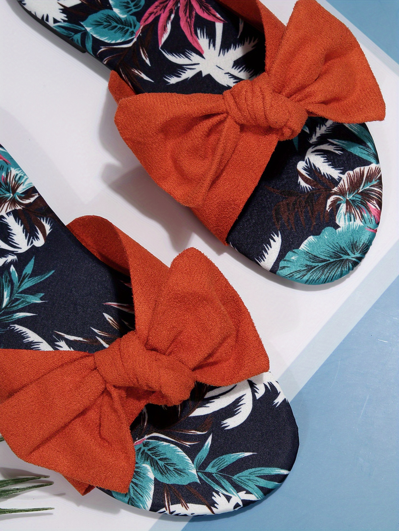 women's bowknot flat slides fashionable print open toe slide - Temu ...