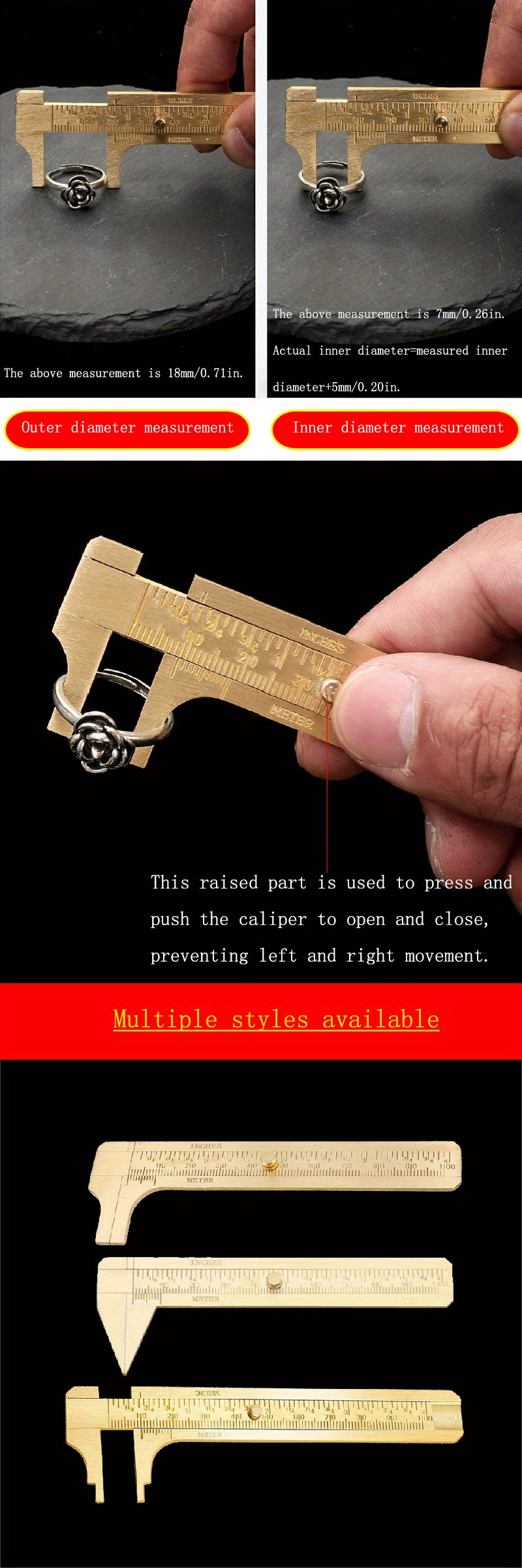 Double Scale Slide Caliper Rule Vernier Calipers: Copper - Temu ...