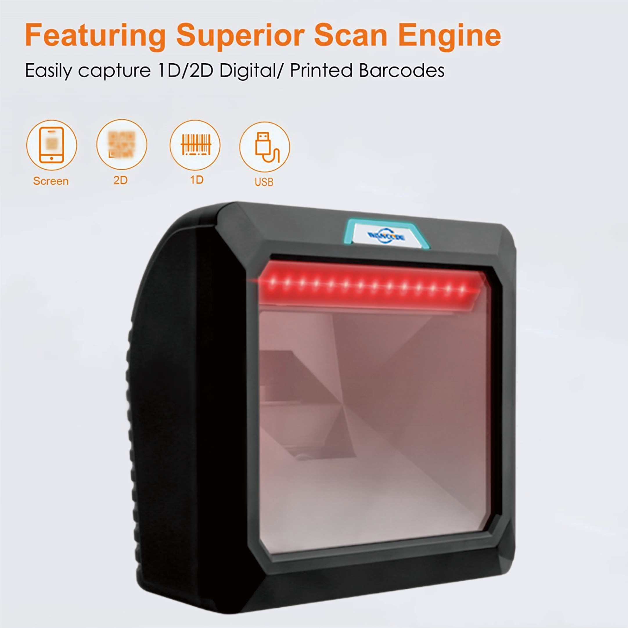 1d 2d Qr Desktop Barcode Scanner Omnidirectional Automatic Sensing ...