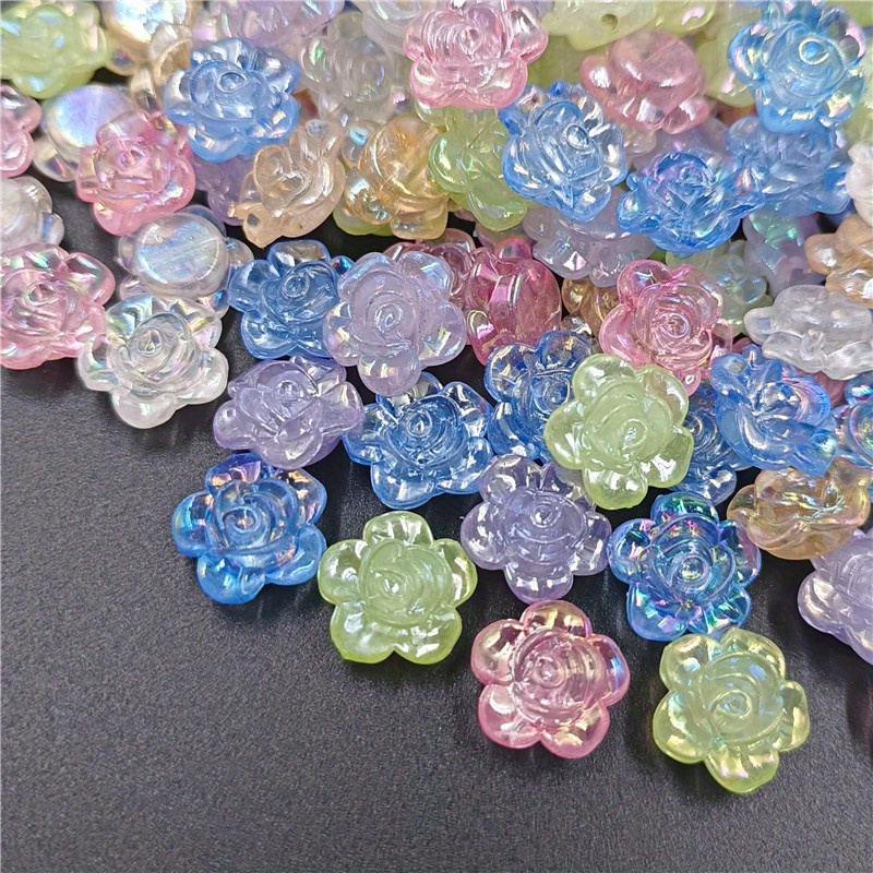 Flower Acrylic Loose Spacer Beads Holes Diy Bracelet - Temu New Zealand