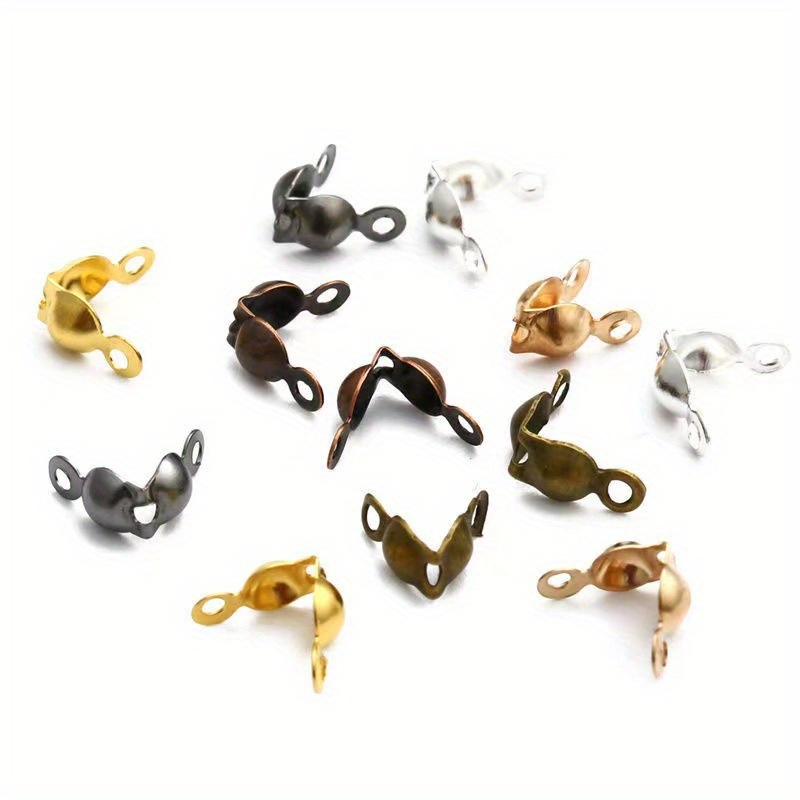 Double Hanging Buckle Open Bead Tips Knot Covers Silvery - Temu