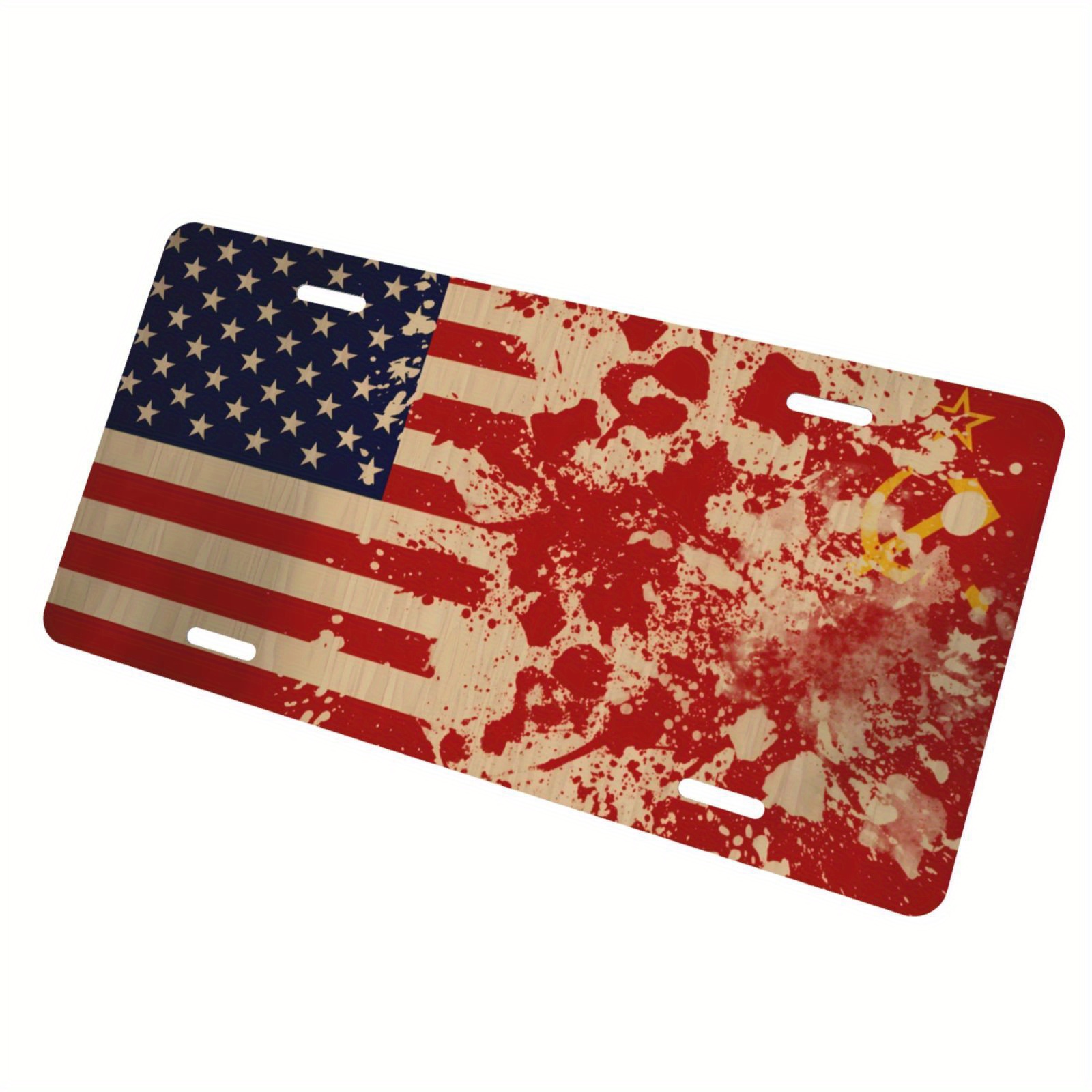 American Flag Creative Pattern 8 Aluminum Metal License Plate Car ...