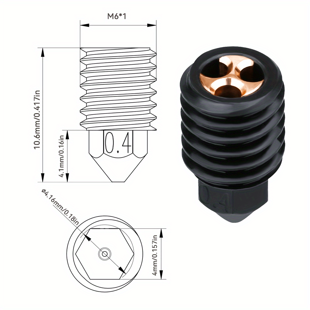 3d Printer Accessories Cht Hard Steel Nozzle 0 4mm 0 6mm Lab X1 Flow ...