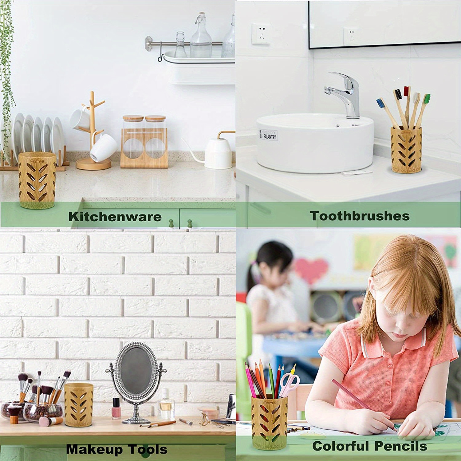 Multifunctional Bamboo Toothbrush Holder With Drain Organize - Temu