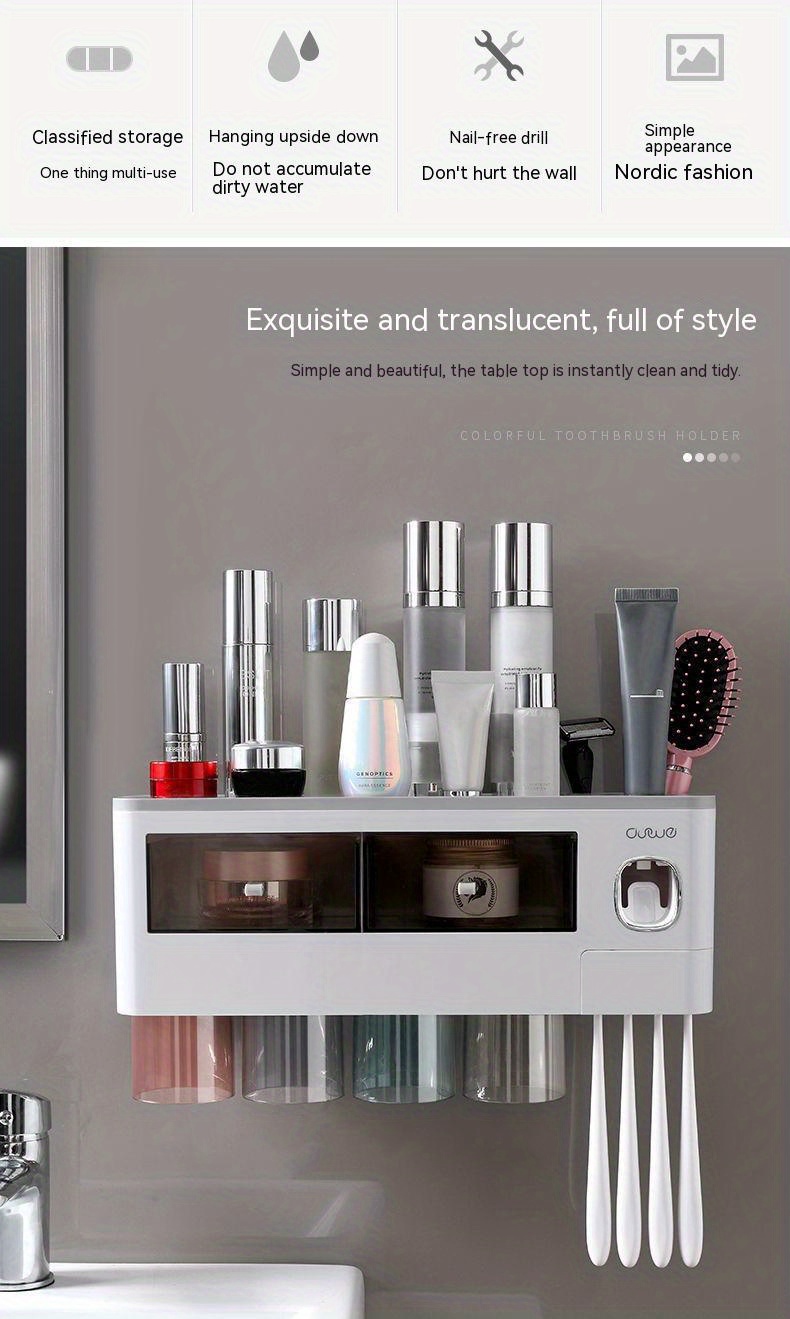 Toothbrush Holder 4 Cups Family Automatic Toothpaste - Temu Australia