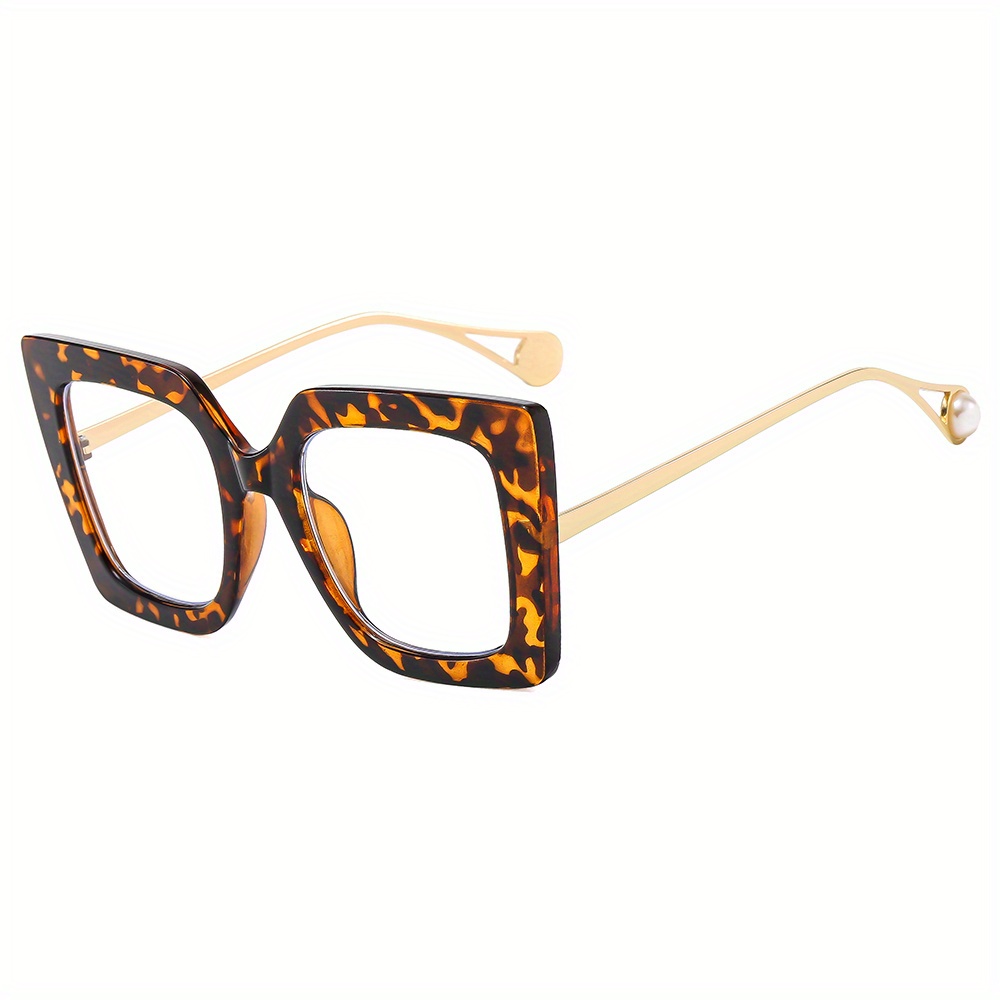 1pc oversized square cat eye glasses vintage print frame eyeglasses ...