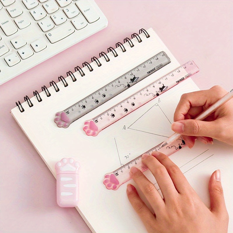 Ruler Cute Cartoon Cat Claw Ruler Drawing Tool - Temu