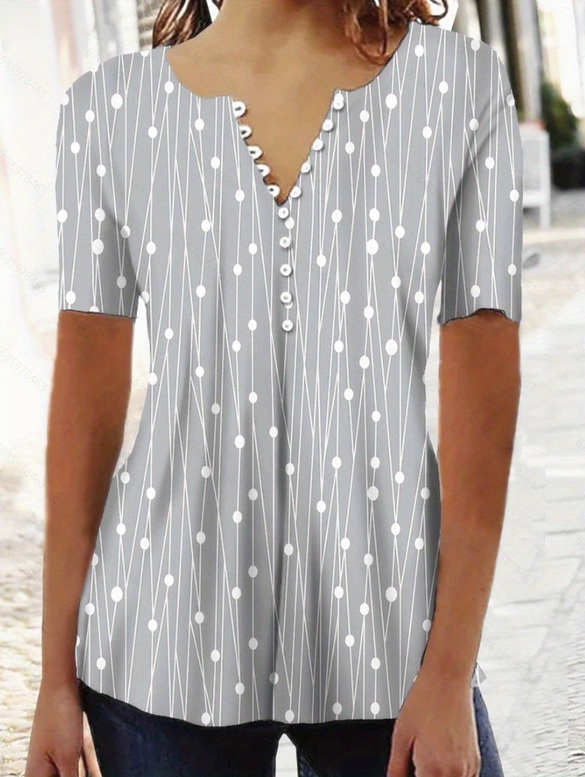 Button Front Blouse Casual Short Sleeve Comfy - Temu