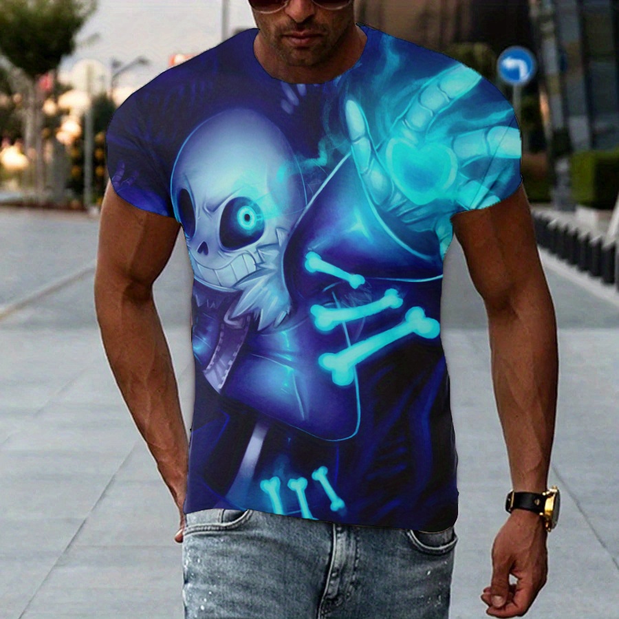 3D Skeleton Print، Men's Graphic Neck Crew T - Temu Saudi