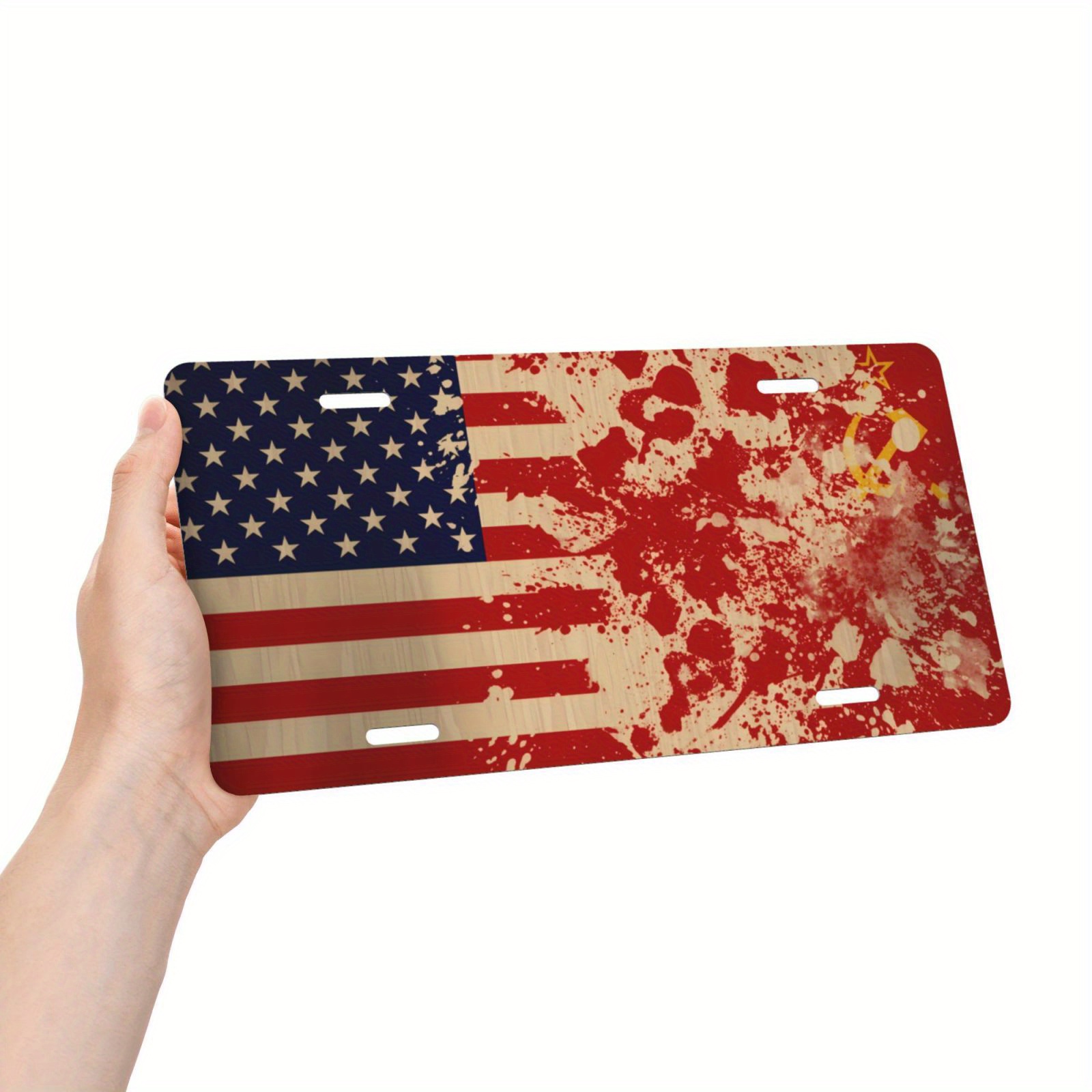 American Flag Creative Pattern 8 Aluminum Metal License Plate Car ...