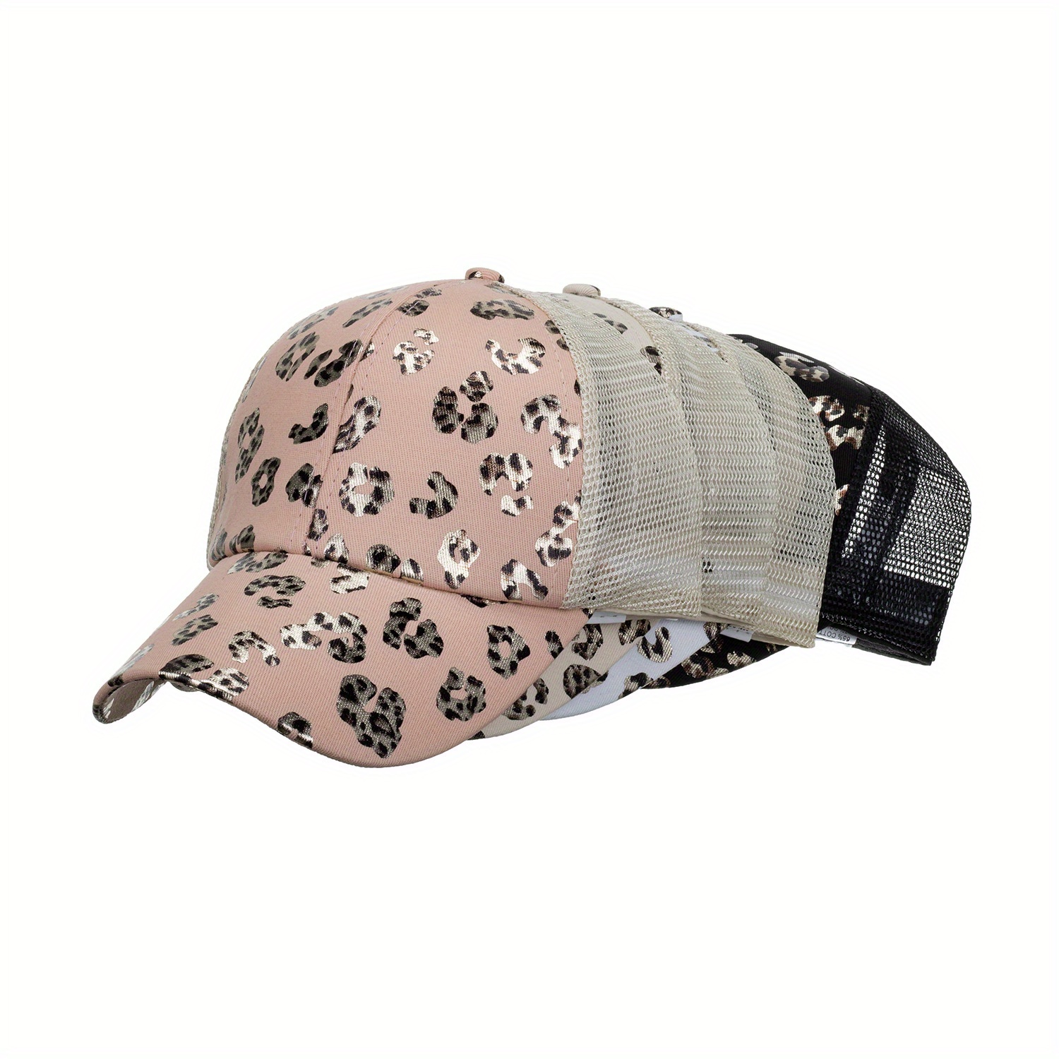 Leopard Print Sun Protection Cross Ponytail Baseball Cap - Temu New Zealand