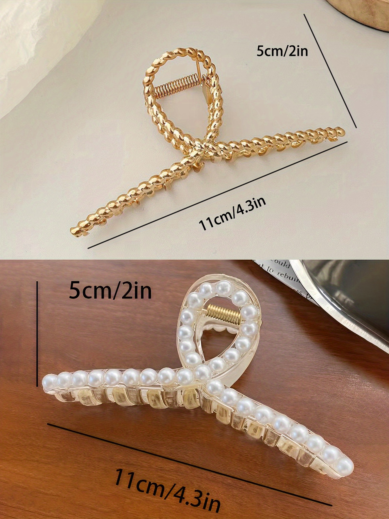 2pcs Hair Clip Faux Pearl Claw Clips Headwear Hair Accessories For ...