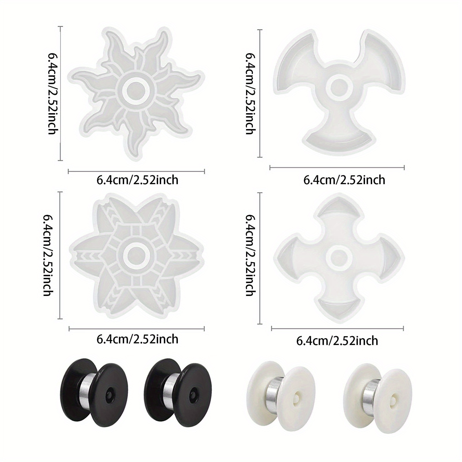 4pcs Diy Fidget Finger Spinner Epoxy Resin Casting Silicone Mold Kit ...