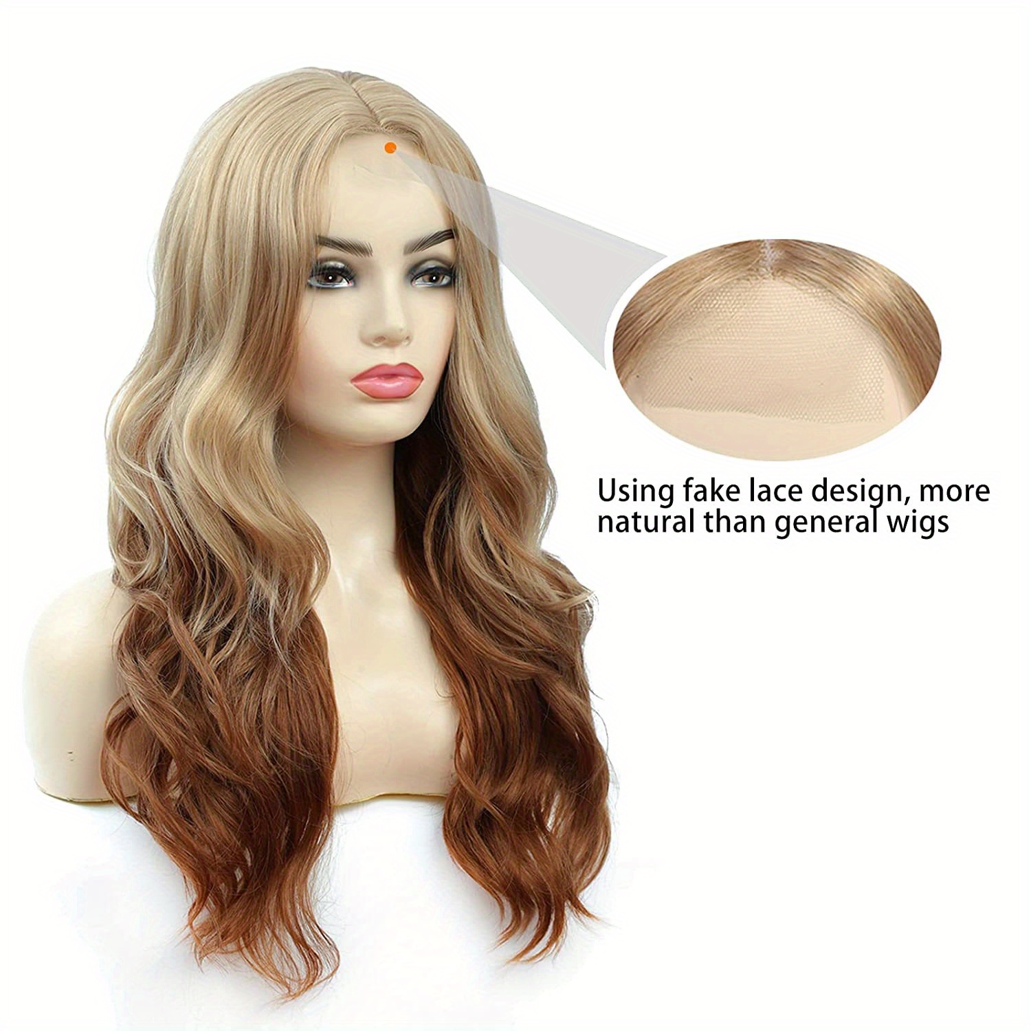 Long Natural Wavy Wigs Women Synthetic Middle Part - Temu Ireland