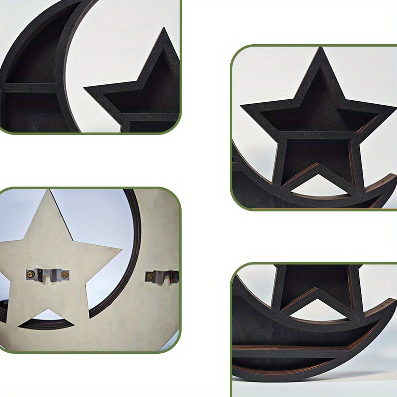 Moon Wood Shelf Wooden Crystal Display Shelf - Temu