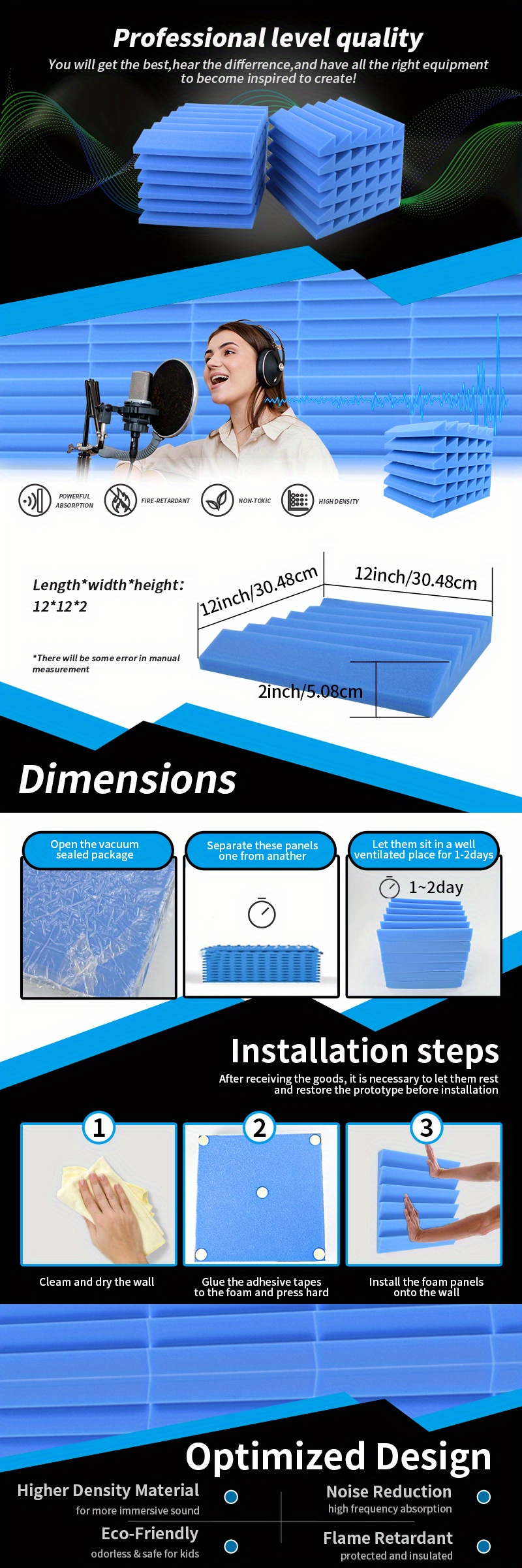 Studio Ladder Acoustic Foam Soundproof Wall Panels Wedges - Temu