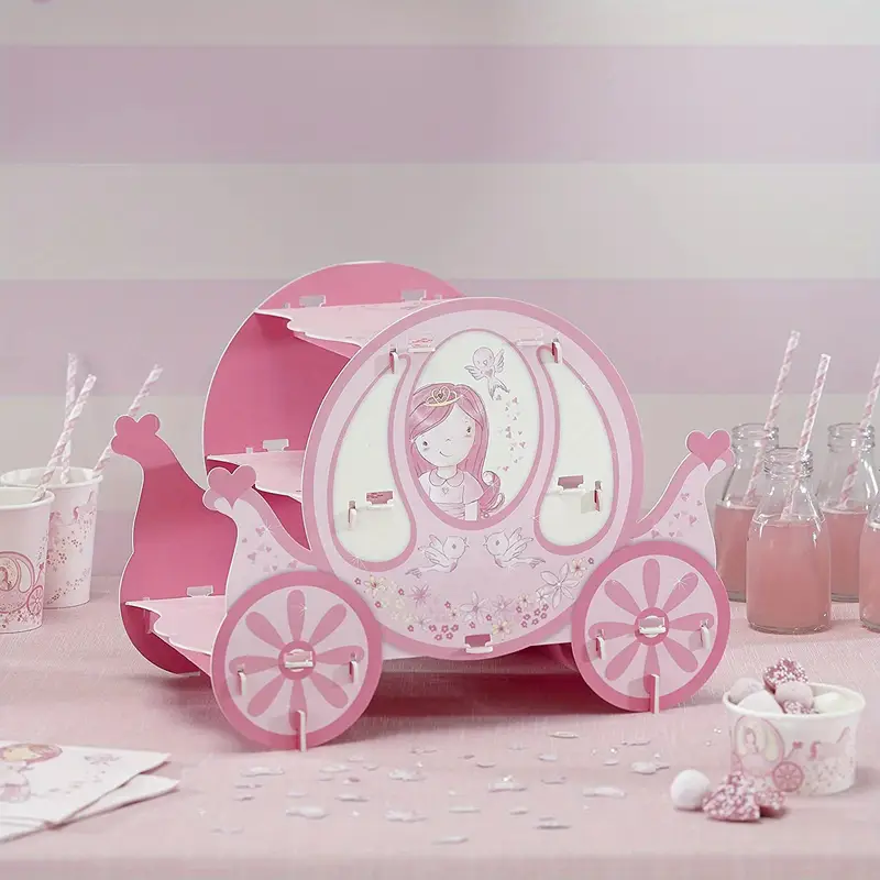 8人用使い捨て紙皿 カートゥーンピンクプリンセステーブルウェアセット 誕生日パーティーケーキ プレートピク Temu Japan