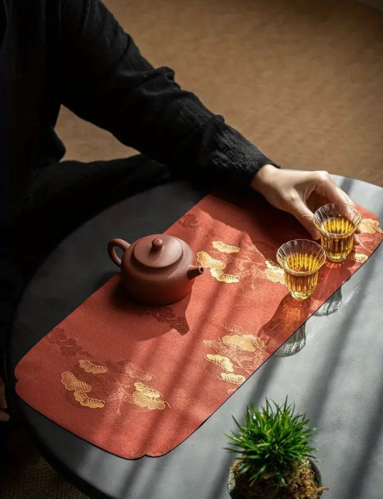 Gongfu 차 매트 윤송 브로케이드 차 천 차 식탁보 차 매트 다도 차 매트 작은 차 매트 면과 린넨 차 Temu