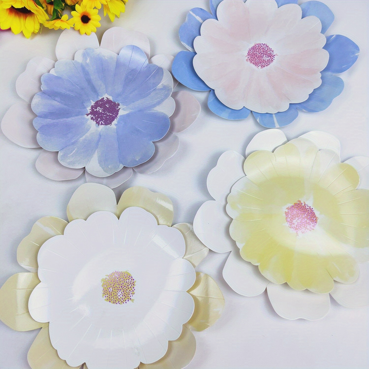 Blue Flower Paper Plates Birthdays ! - Temu