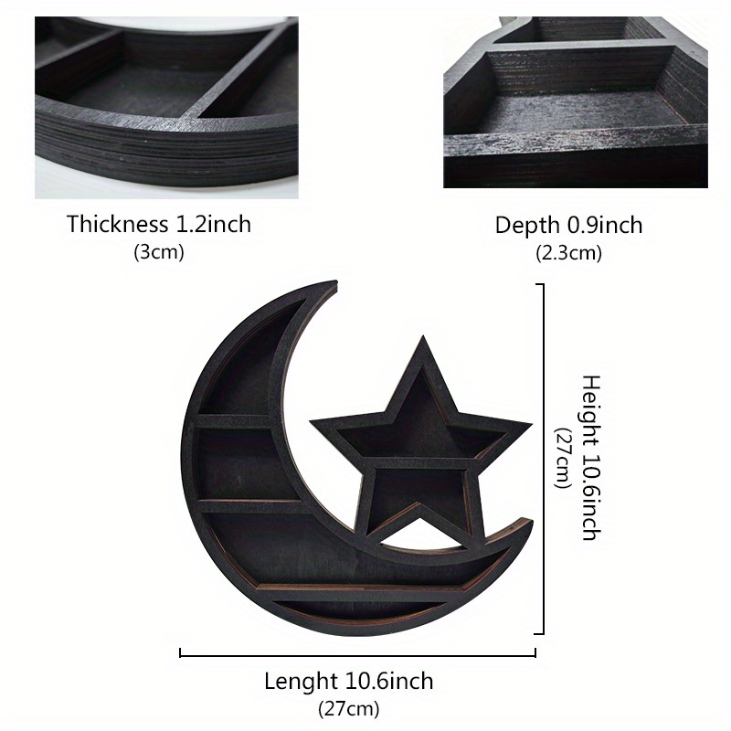 Moon Wood Shelf Wooden Crystal Display Shelf - Temu