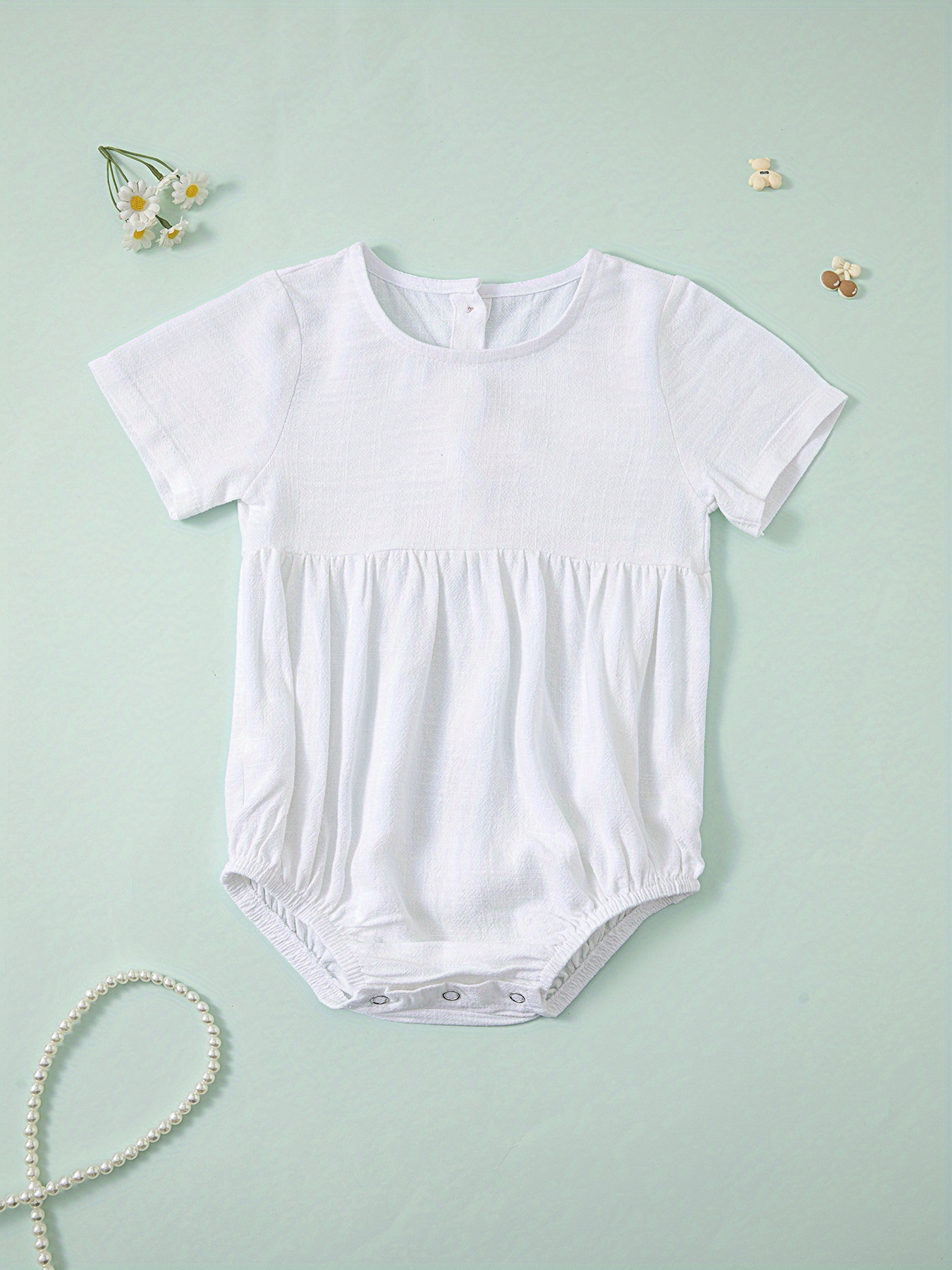 baby linen cotton bodysuit baby crew neck climbing - Temu New Zealand