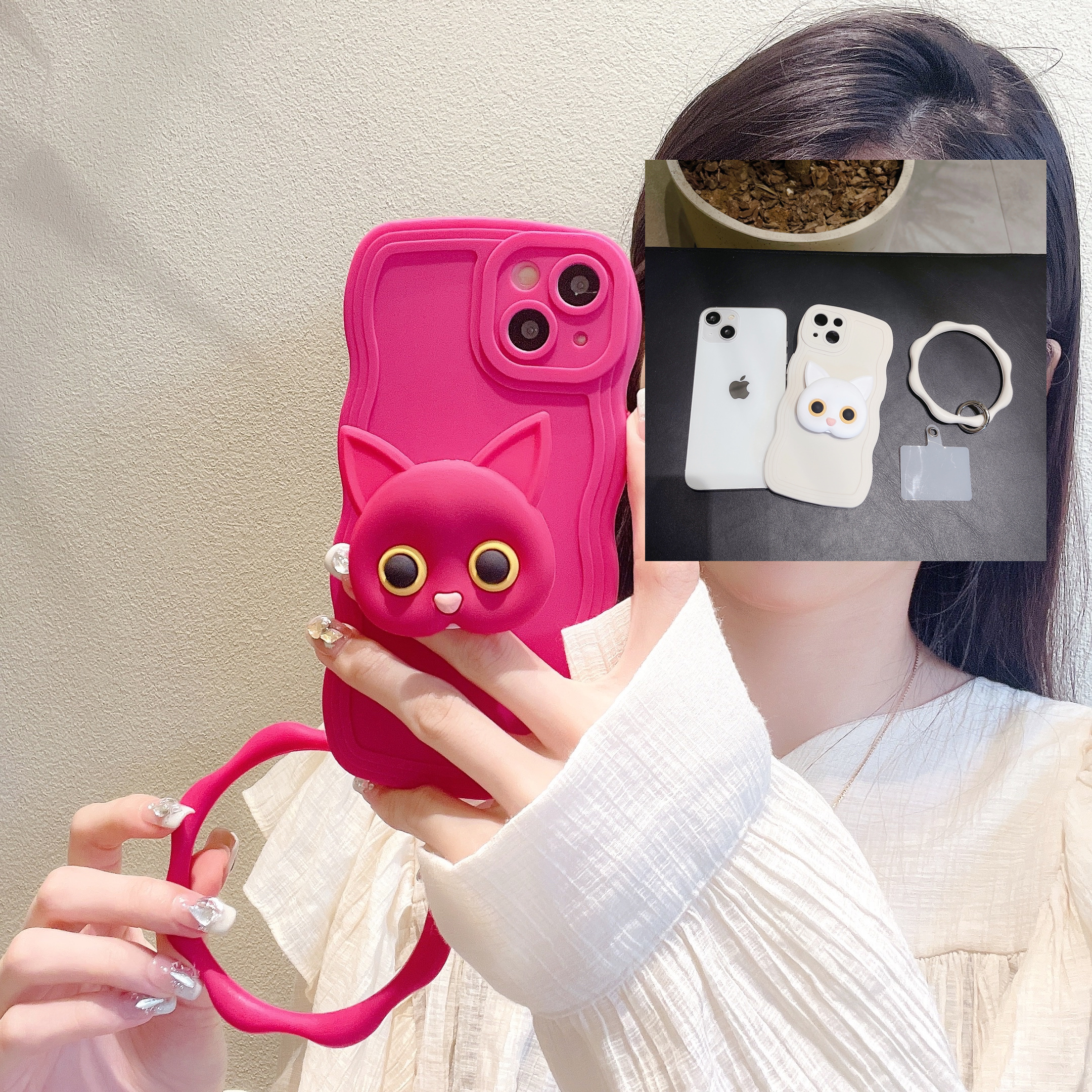 shell soft mobile phone case cat head holder bracelet - Temu Australia