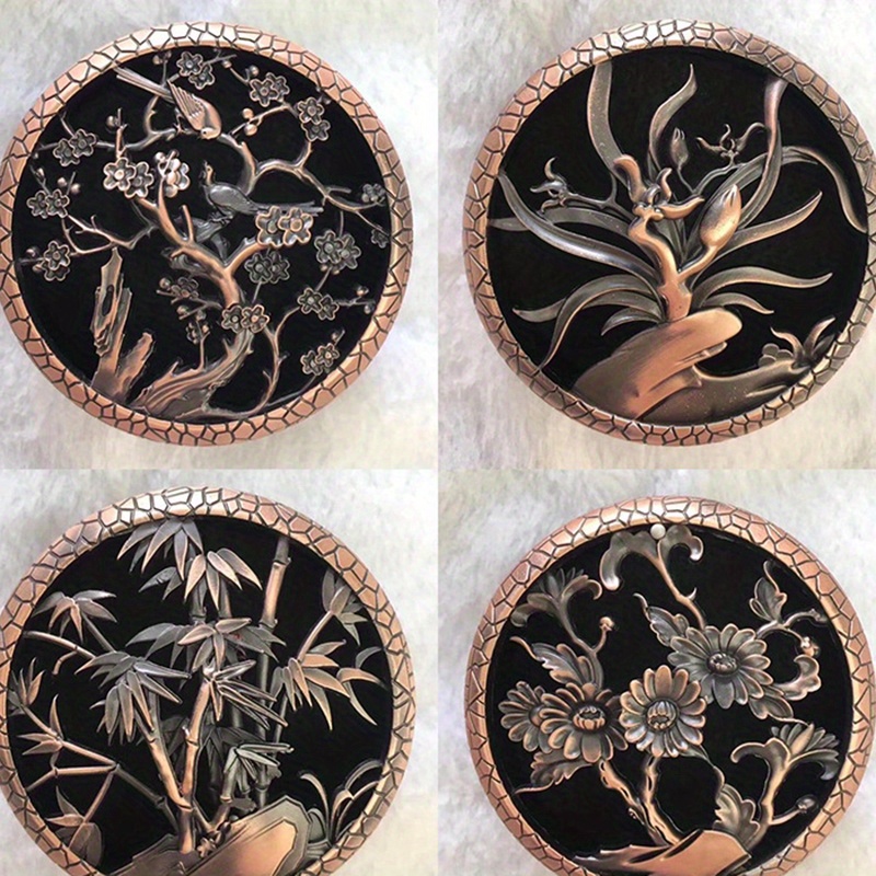 Plum Orchid Bamboo Round Alloy Plate - Temu Canada