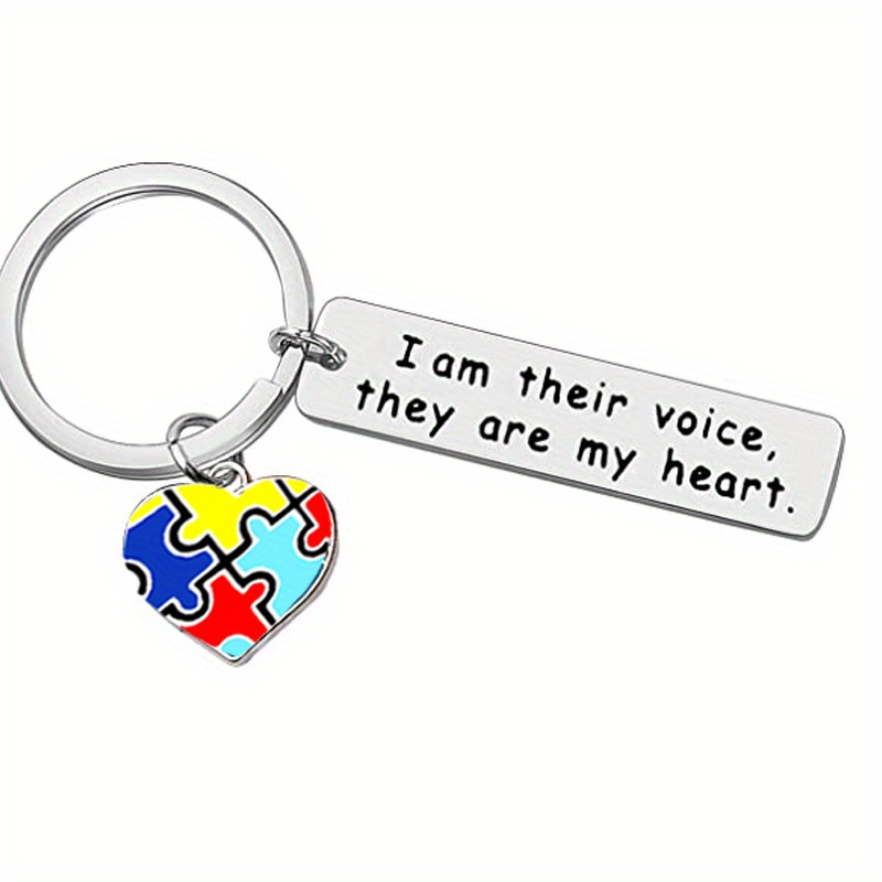 Stainless Steel Lettering Keychain Voice Heart Key - Temu United