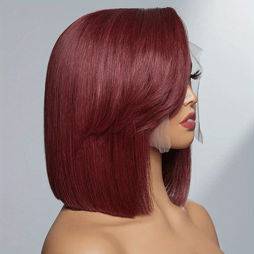 180% Density 13*5*1 Lace Front Human Hair Wig Short Straight - Temu ...