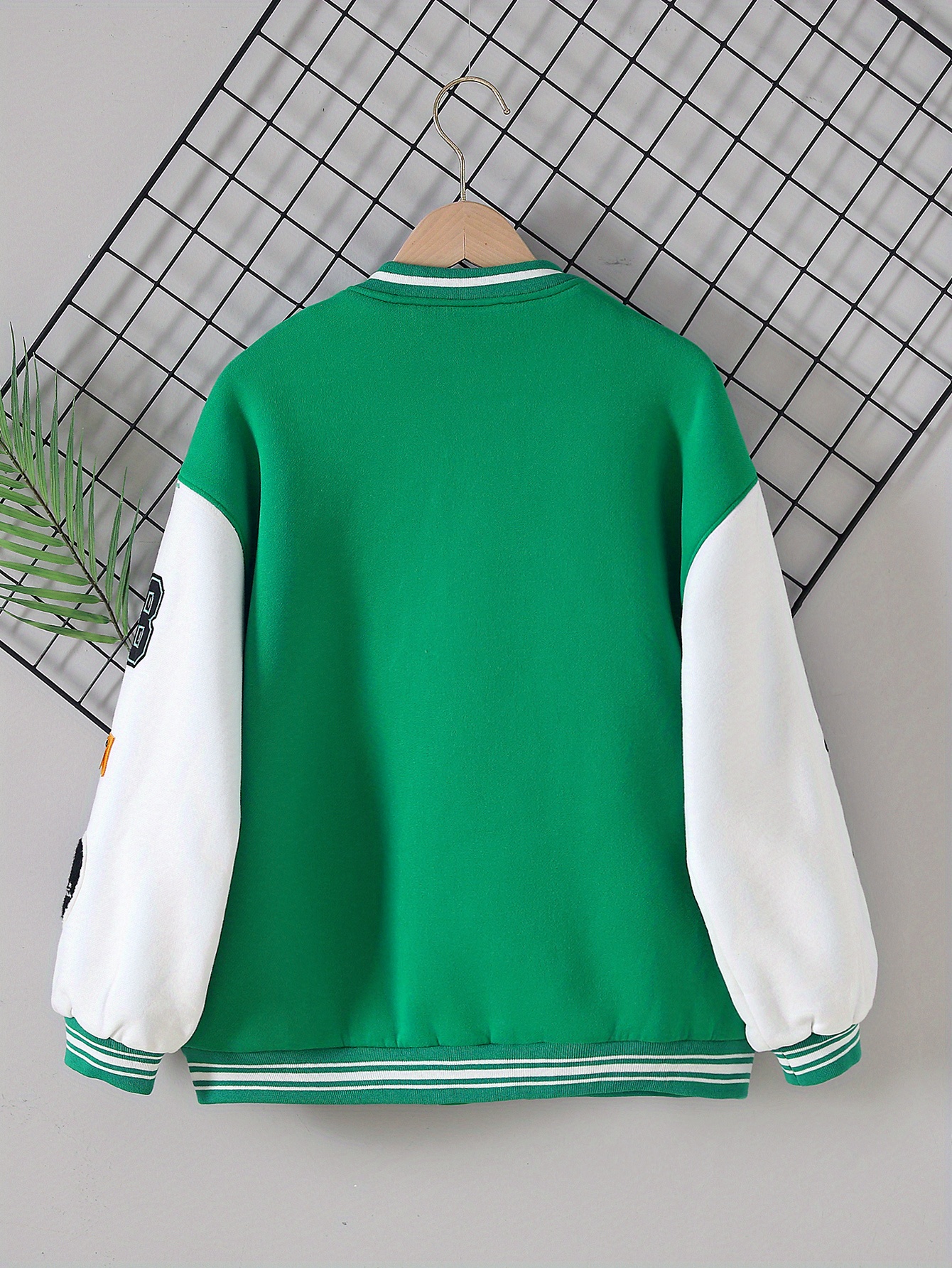 Girls' Trend Letter Graphic Varsity Jackets Snap Button - Temu Norway