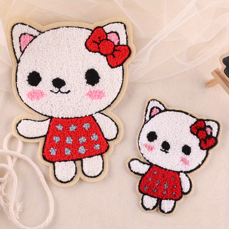 2pcs Towel Embroidery Cartoon Anime Cat Embroidery Badge Label Clothing ...