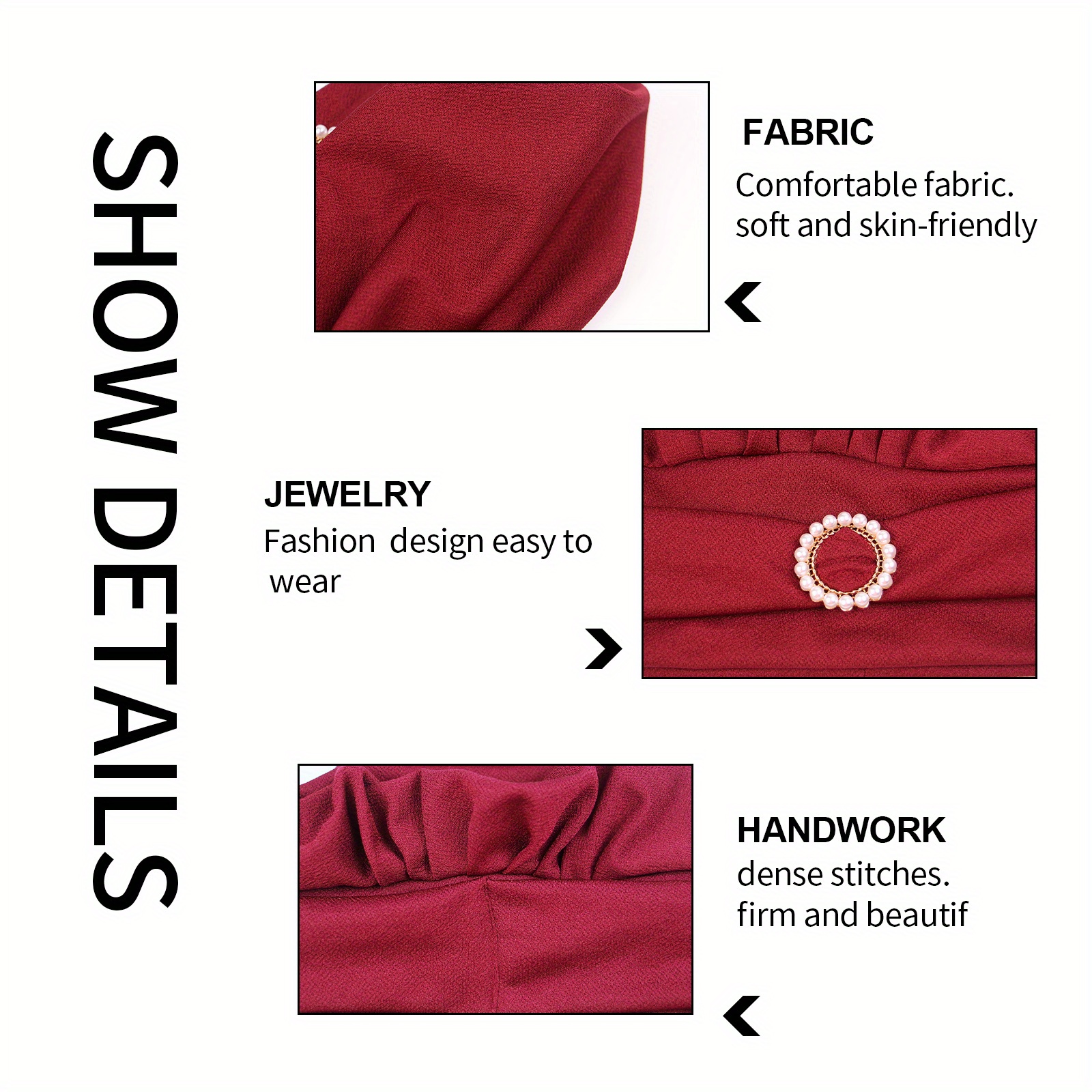 Faux Pearl Decor Turban Women Elegant Solid Color Hijab - Temu United ...