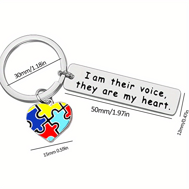 Stainless Steel Lettering Keychain Voice Heart Key - Temu United