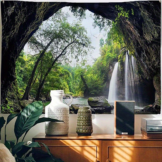 mountain cave water tapestry add a home - Temu Australia