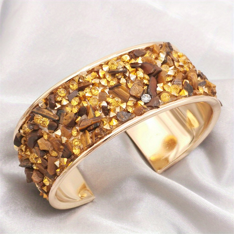 Bohemian Style Luxury Full Rhinestone Cuff Bangle Hand - Temu United ...