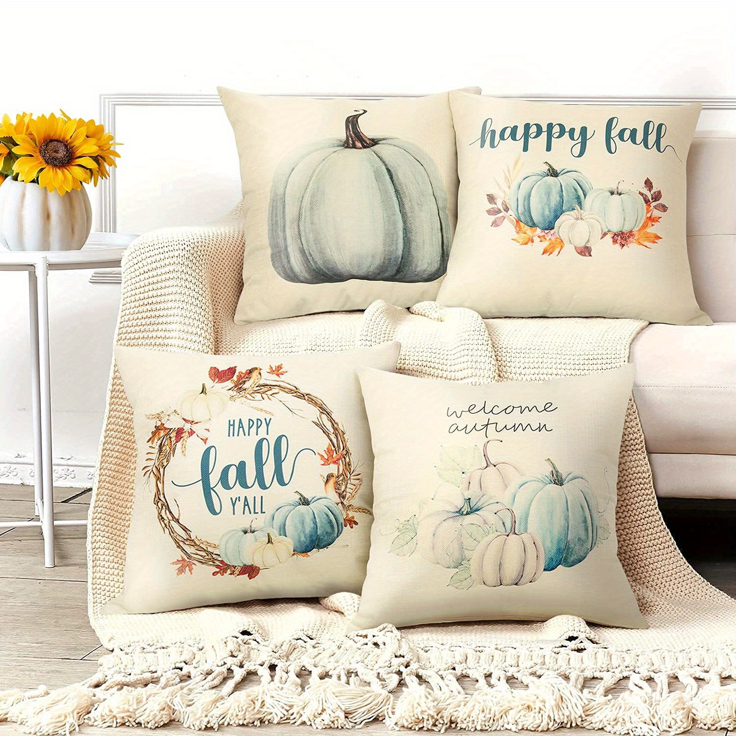 Autumn Pumpkin Farmhouse Fall Throw Pillow Covers Decorative - Temu ...