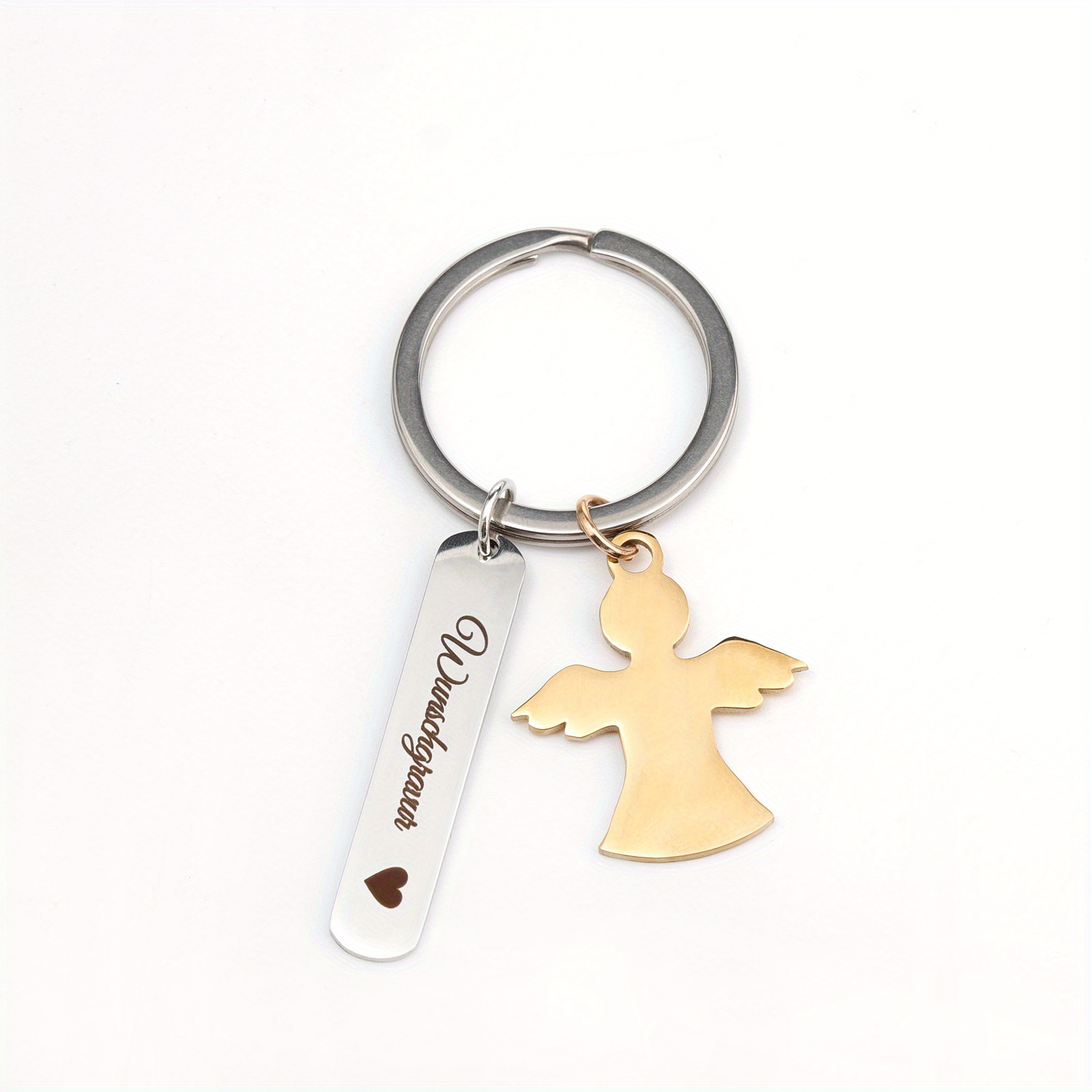 stainless steel keychain angel charm key ring backpack handbag ...