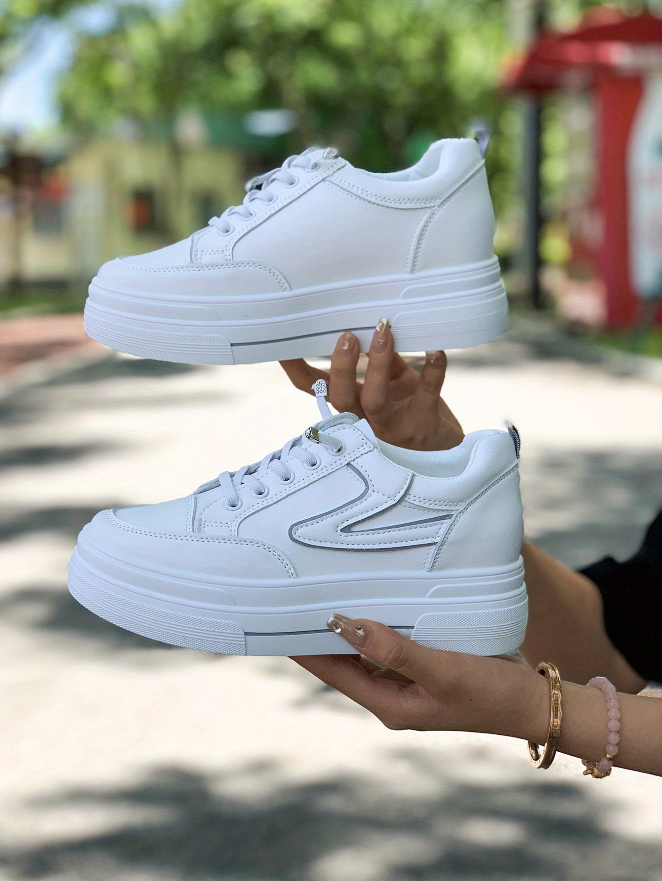 Women's Platform Skate Shoes Round Toe Low Top Slip Sneakers - Temu