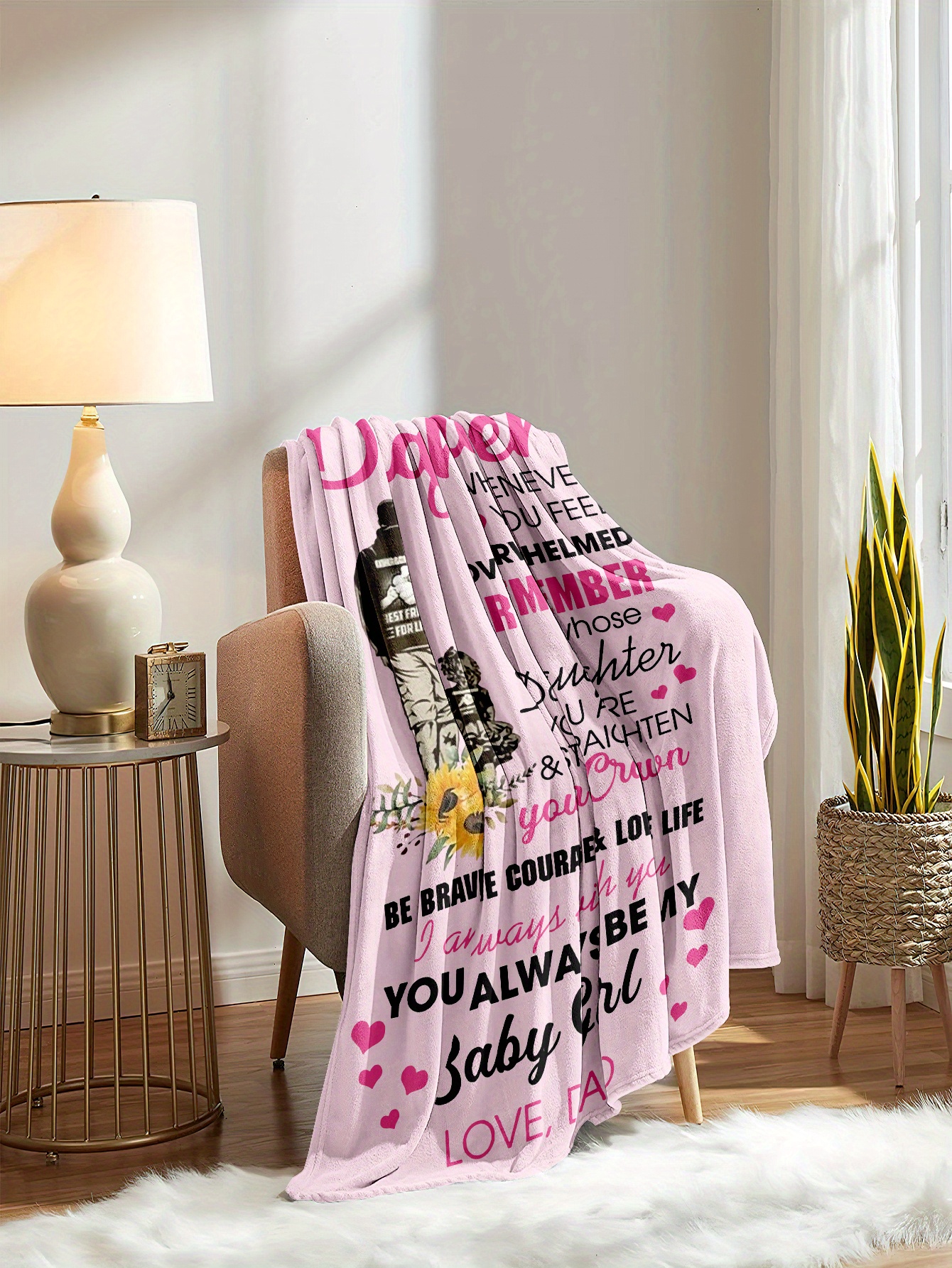 sunflower printed flannel blanket daughter dad envelope - Temu Norway