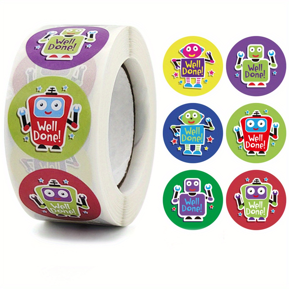 Round Cartoon Robot Stickers Teacher Reward Encourage - Temu United Kingdom