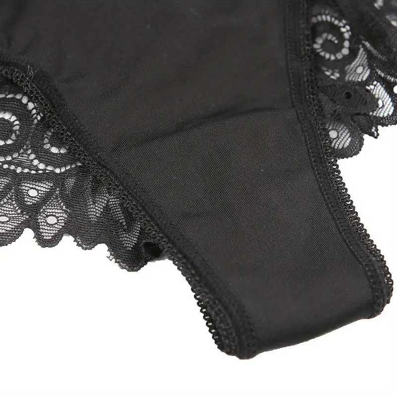 Lace Stitching Cheeky Panties Elegant Semi Sheer Seamless Temu