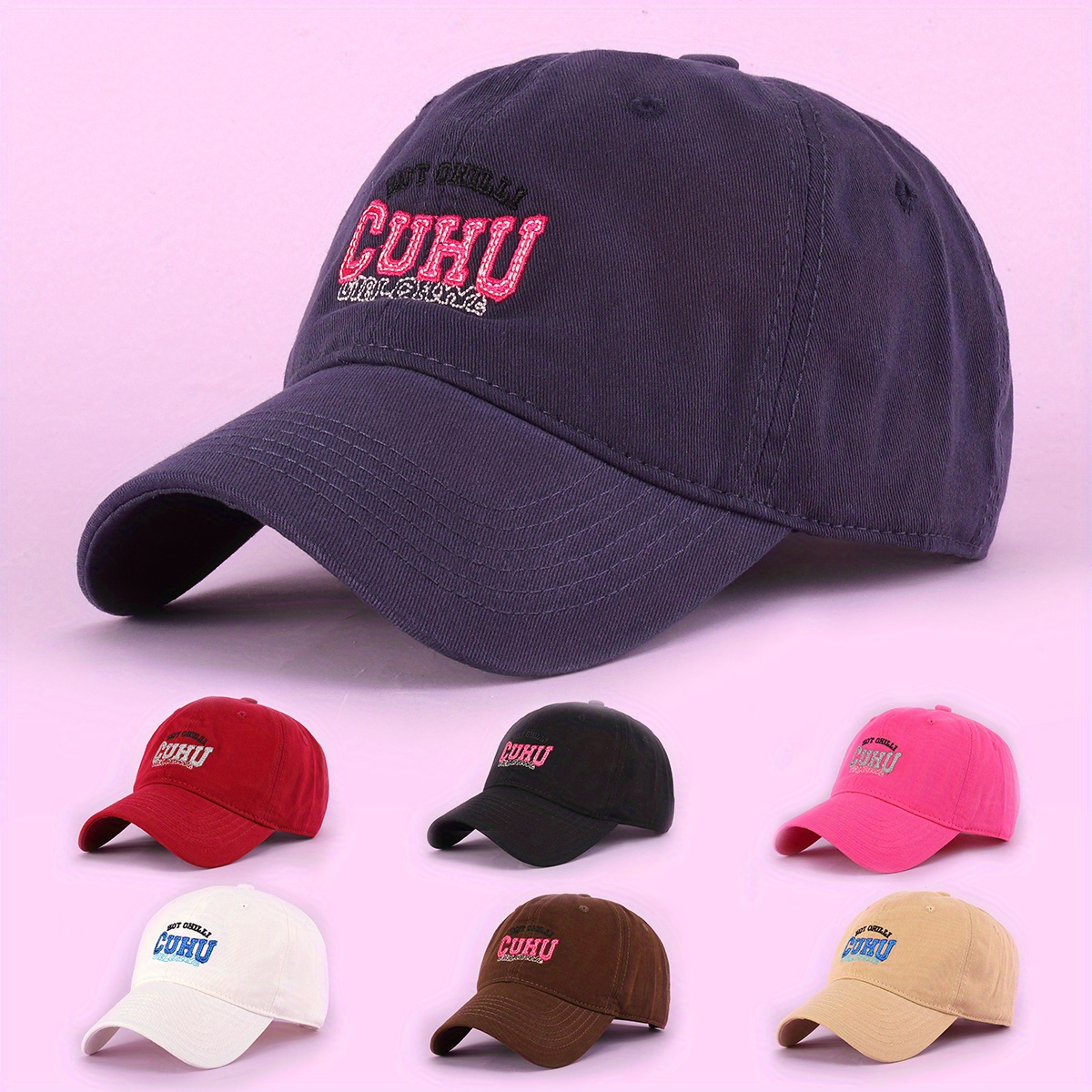 Vintage Washed Cotton Baseball Cap Solid Color Letter - Temu Norway