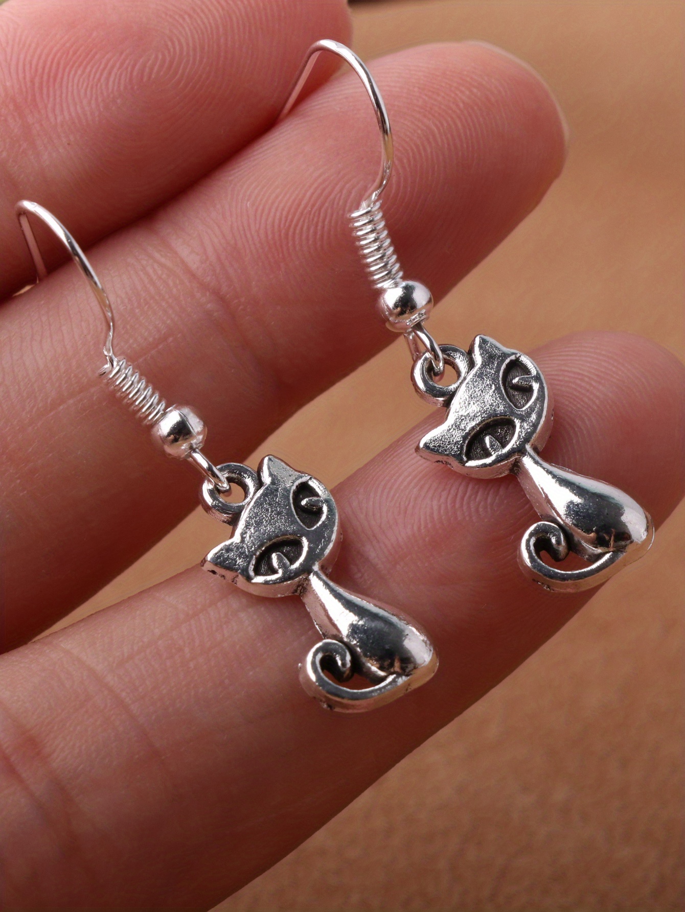 silvery cute dangle earrings zinc - Temu Canada