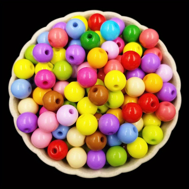 Acrylic Solid Color Beads Loose Beads Round Multicolor Soild - Temu ...