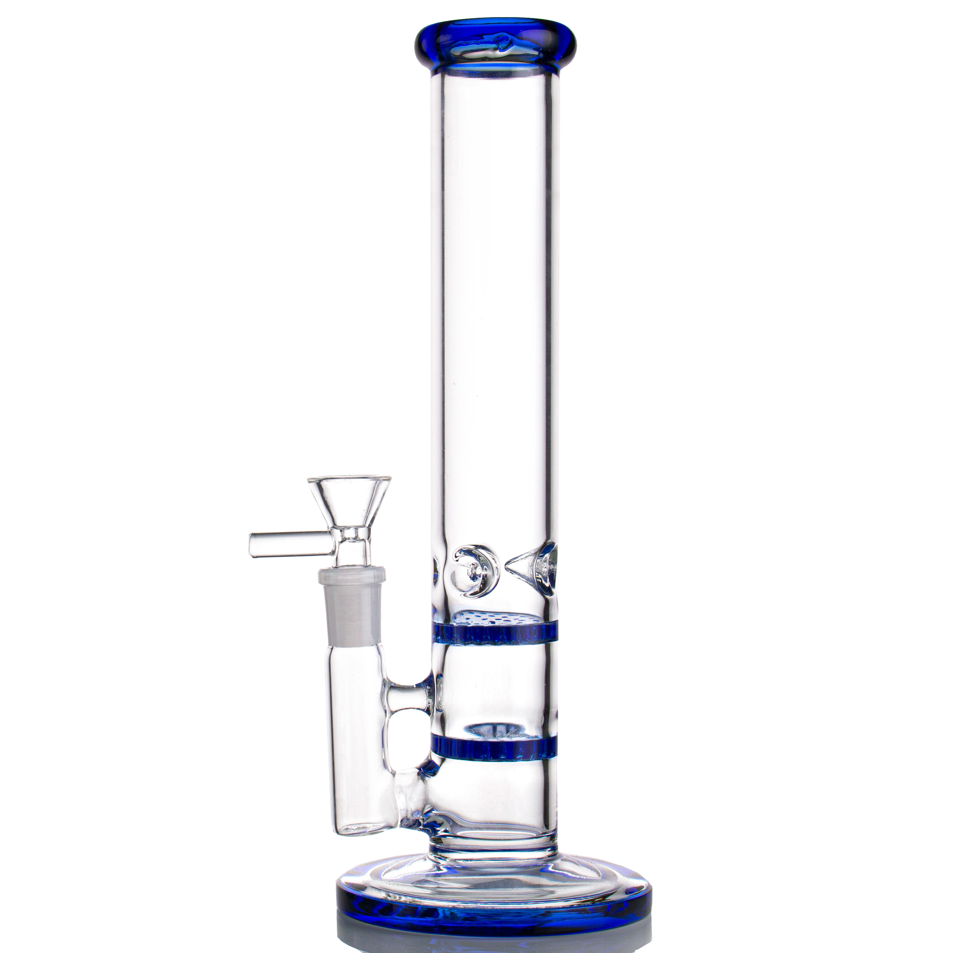 1pc 10 3 Inch Straight Tube Glass Bong Double Dark Blue Honeycomb ...